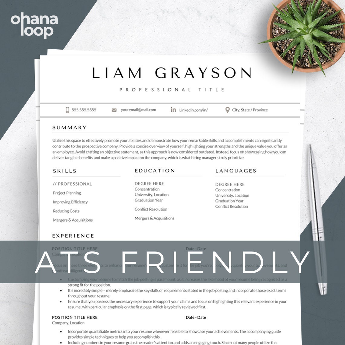 Simple Resume Format for Word, Pages, Google Docs | Traditional Resume ...