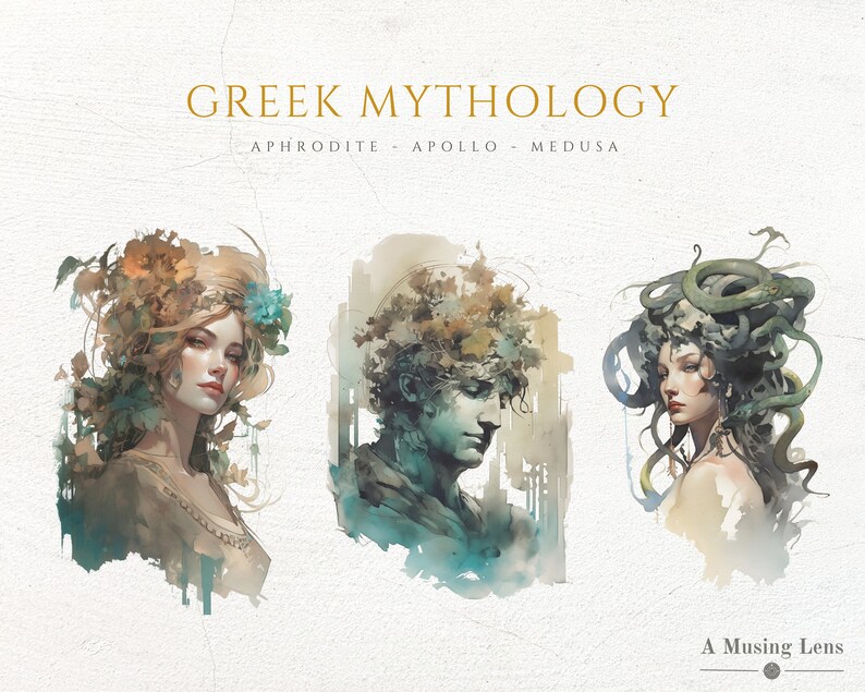 Greek Mythology - Watercolor Digital Art (PNG) - Gods, Goddesses, Myths ...
