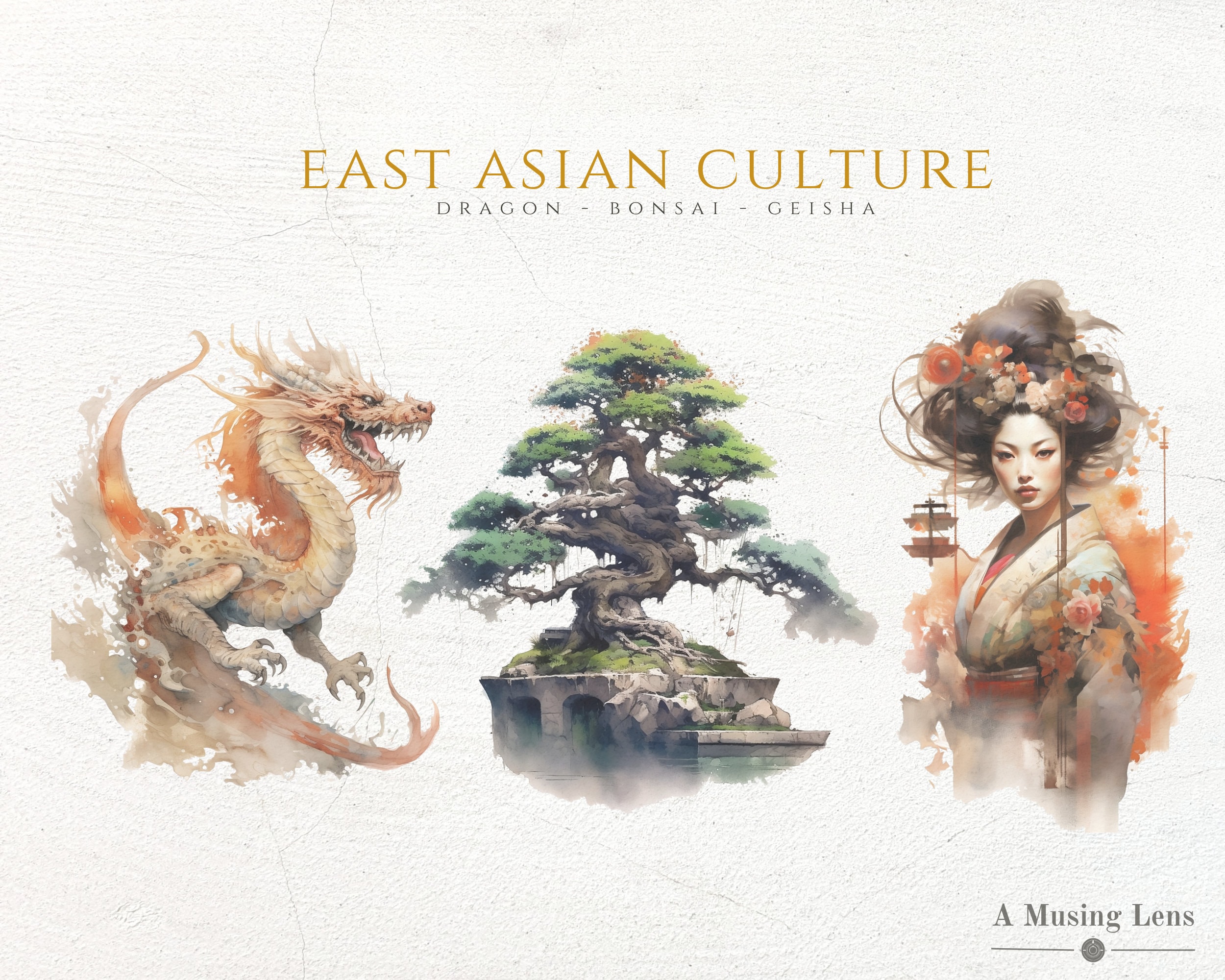 East-asian Culture - Watercolor Digital Art (PNG) - Digital Download ...