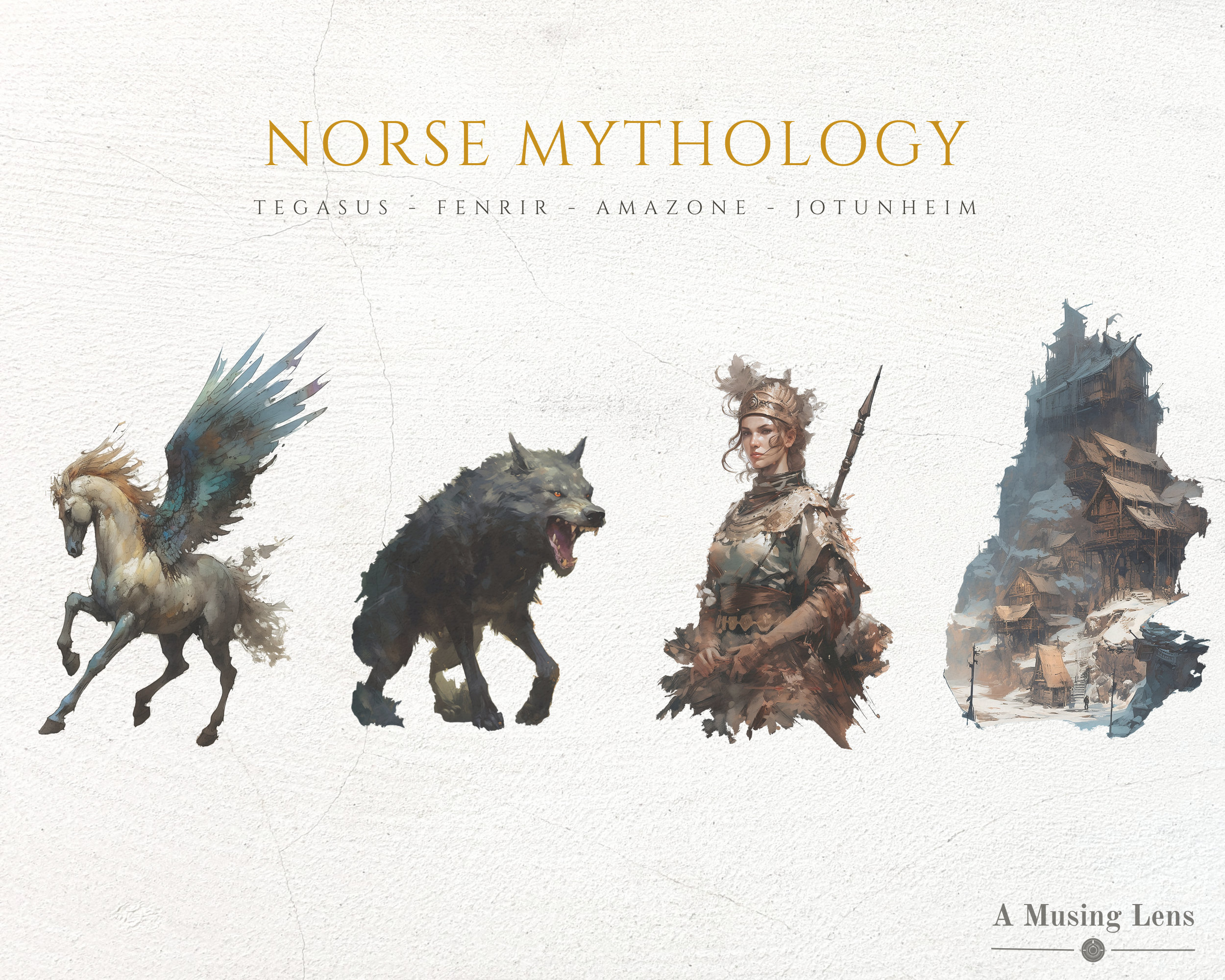 Norse Mythology Watercolor Digital Art PNG Gods, Goddesses, Celtic ...