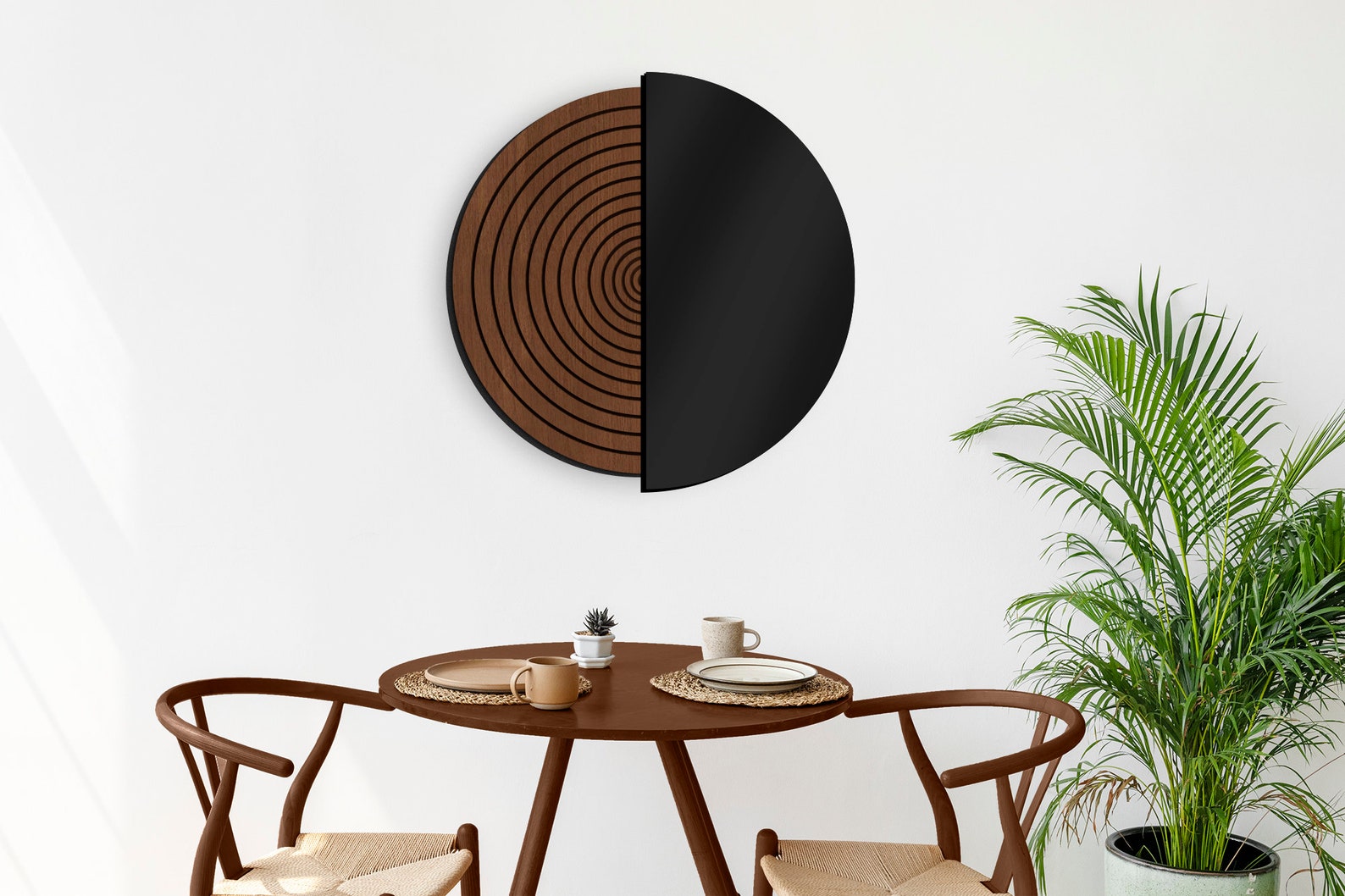 Abstract Wooden Wall Decor for Living Room and Bedroom WALNUT/BLACK ...