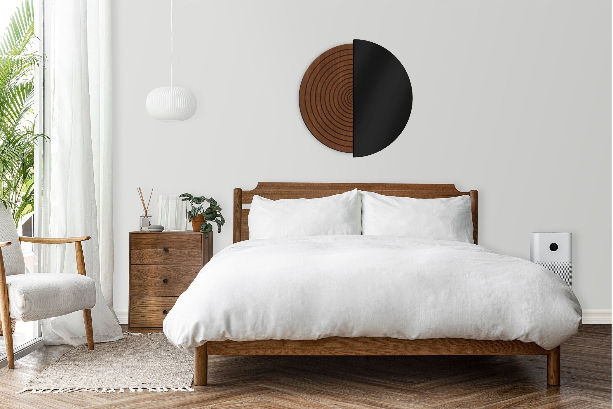 Abstract Wooden Wall Decor for Living Room and Bedroom WALNUT/BLACK ...