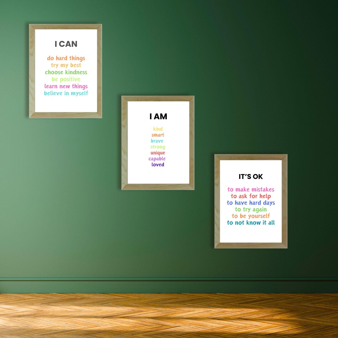 Affirmations for Kids Poster Set of 3 | Daily Affirmations Wall Art ...