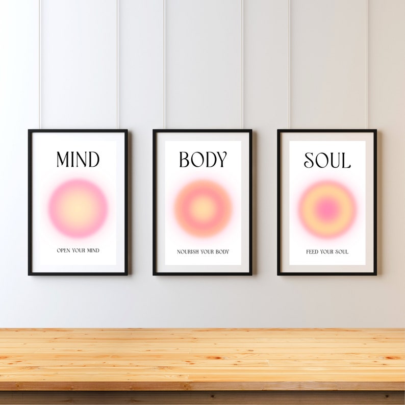 Mind Body Soul Aura Poster 3 Piece Wall Art, Aura Energy Spiritual ...
