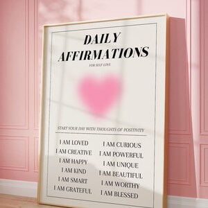 Daily Affirmations Aura Poster, Affirmation Print, Mental Health Poster ...