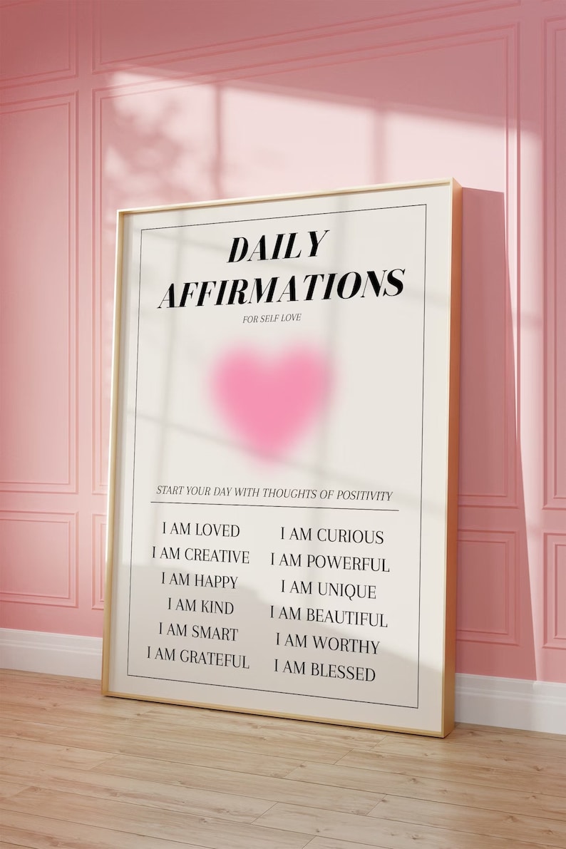 Daily Affirmations Aura Poster, Affirmation Print, Mental Health Poster ...