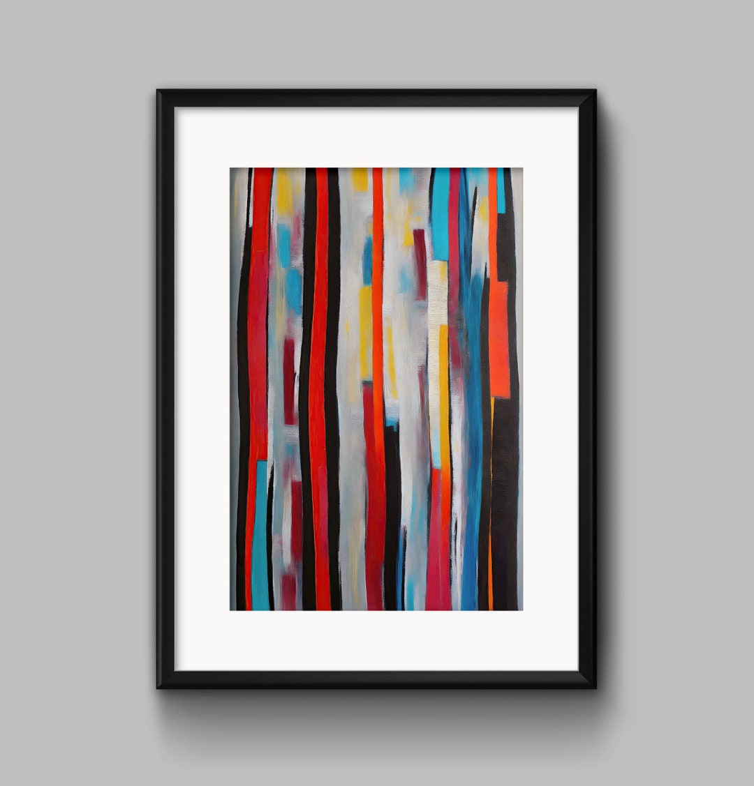 Red Stripes Abstract Painting | Red Lines Art | Vertical Lines | Wall ...