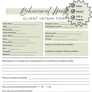 Counseling/behavioral Health Intake Form - Etsy