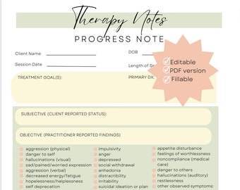 Therapy Progress Note Template - Etsy