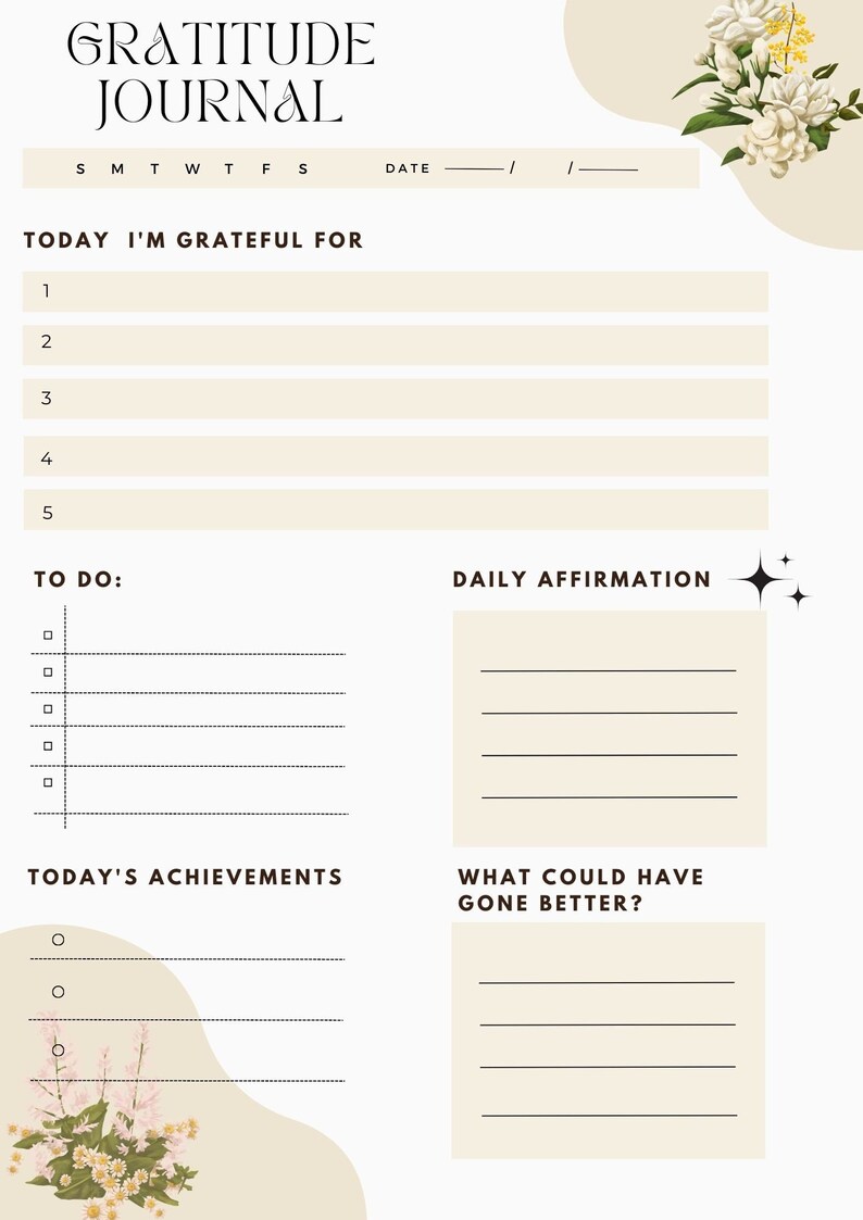 Gratitude Journal Page - Etsy