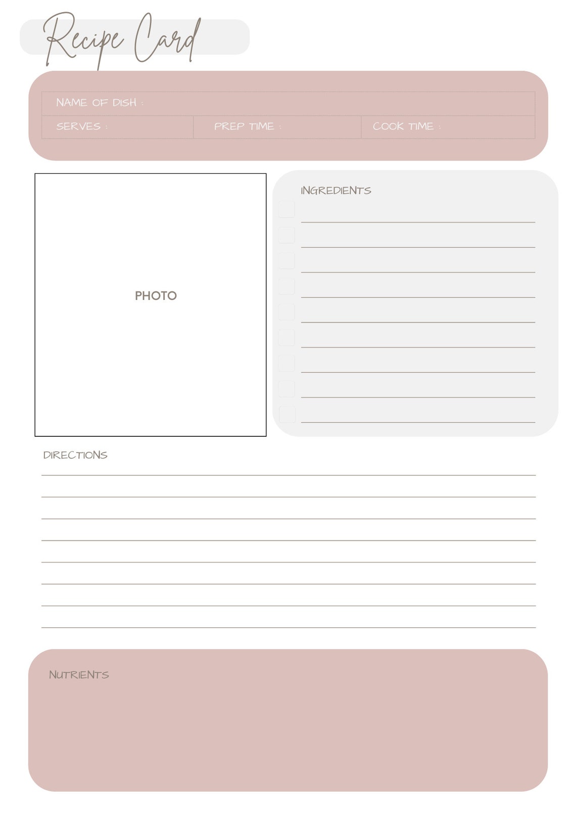 Digital Recipe Book - Etsy