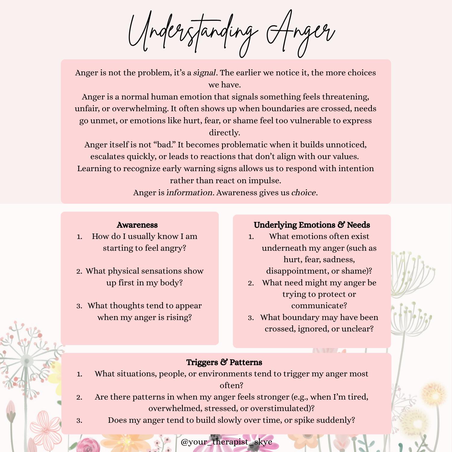 Anger Management Worksheet for Adults | Anger Triggers + Warning Signs ...