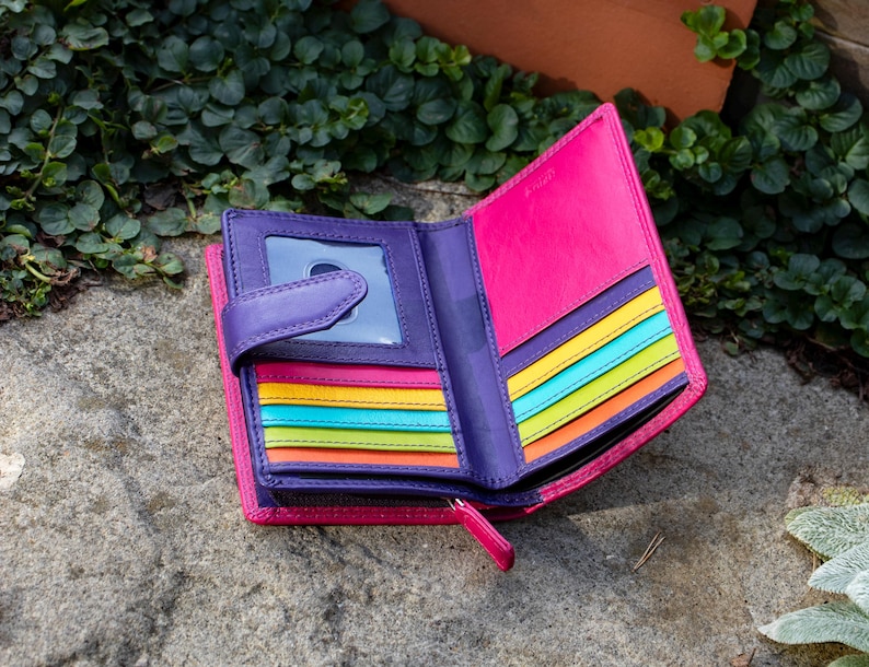 Berry Leather Bifold Wallet – Ladies RFID Purse, Gift for Her - Etsy