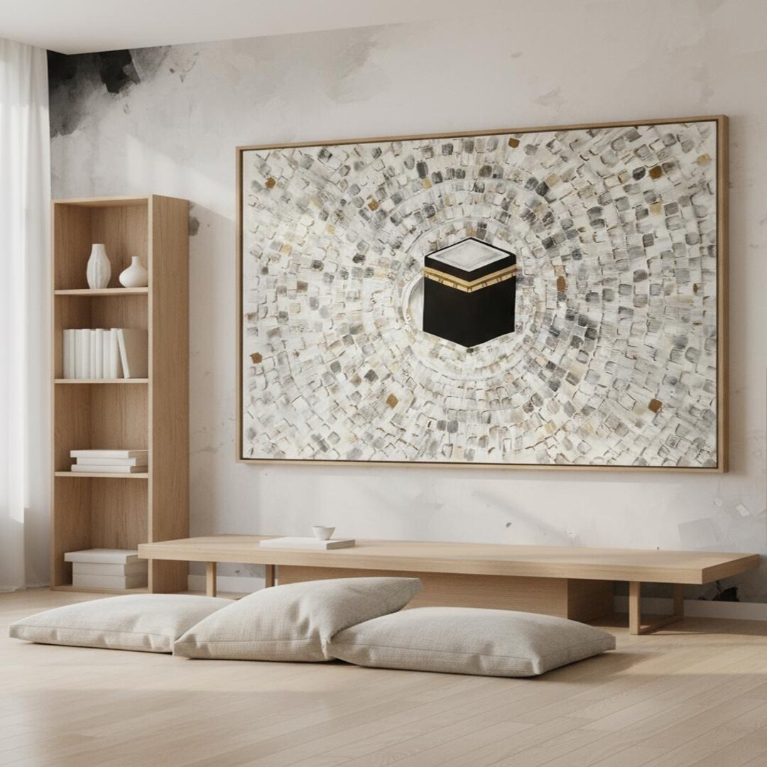 Abstract Kaaba Wall Art | Textured Islamic Art Print | Mecca Modern ...