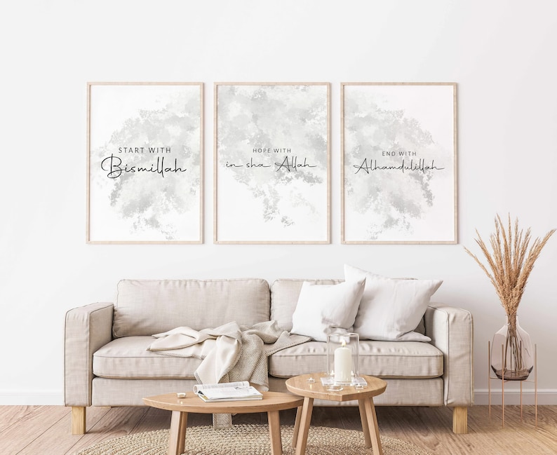 Islamic Art Poster Set - Bismillah Arabic Calligraphy Art - Islamic ...