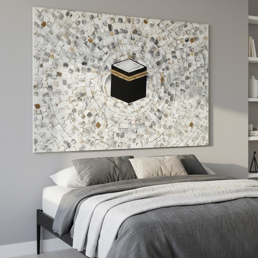 Abstract Kaaba Wall Art | Textured Islamic Art Print | Mecca Modern ...