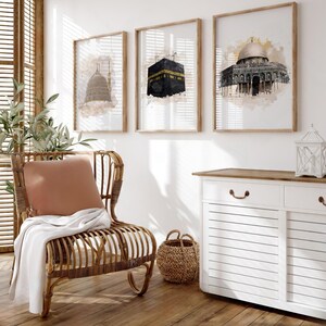 Islamic Wall Art Set | Holy Places Wall Art | Abstract Islamic Quotes ...