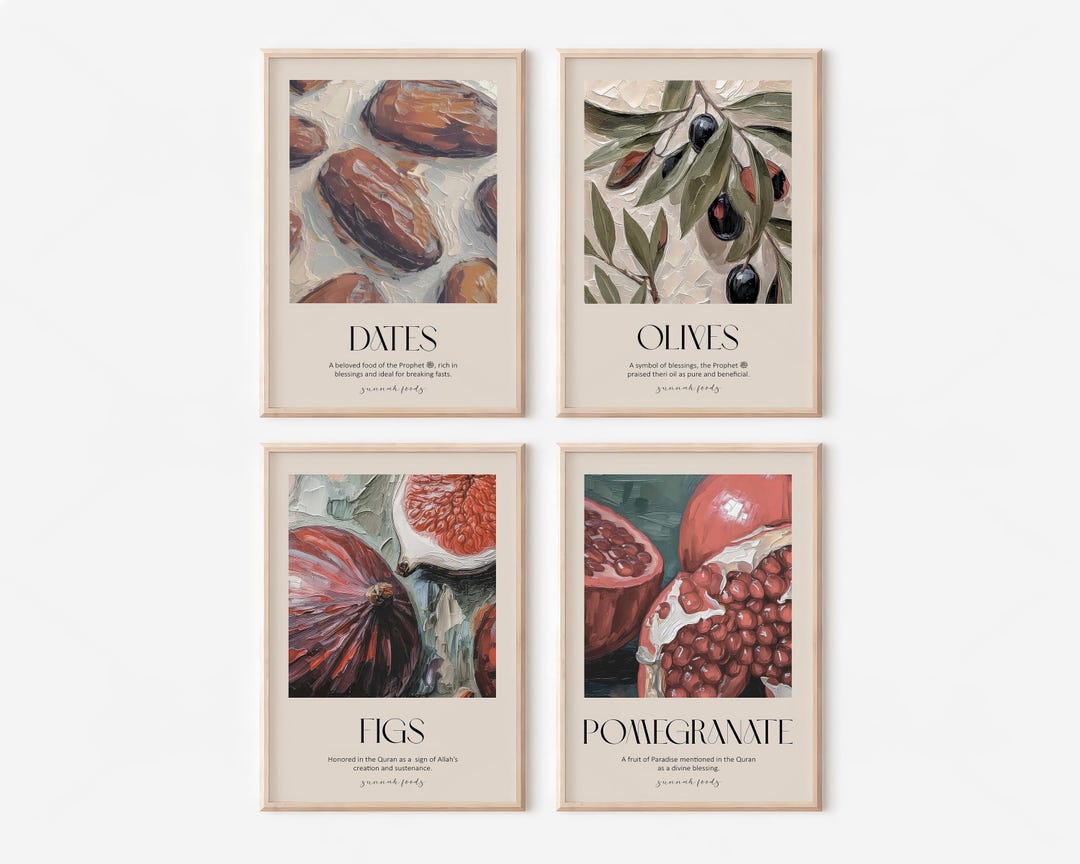 Set of 4 Islamic Art Posters – Sunnah Foods | Dates, Figs, Olives ...