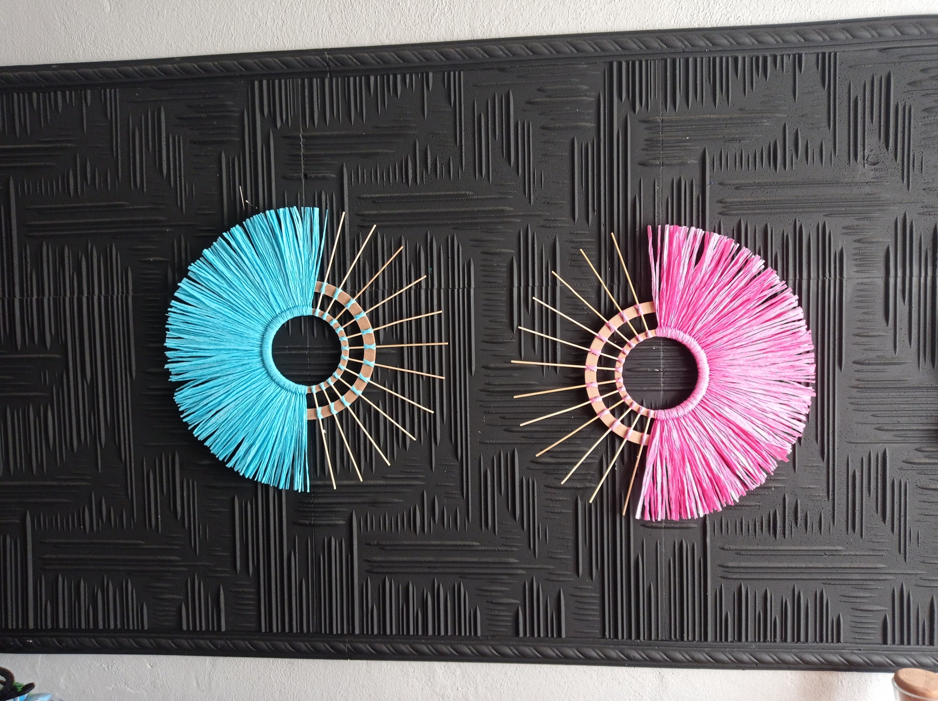 Handmade Raffia Wall Decoration, 2 Pieces, Bohemian Raffia Wall Art ...