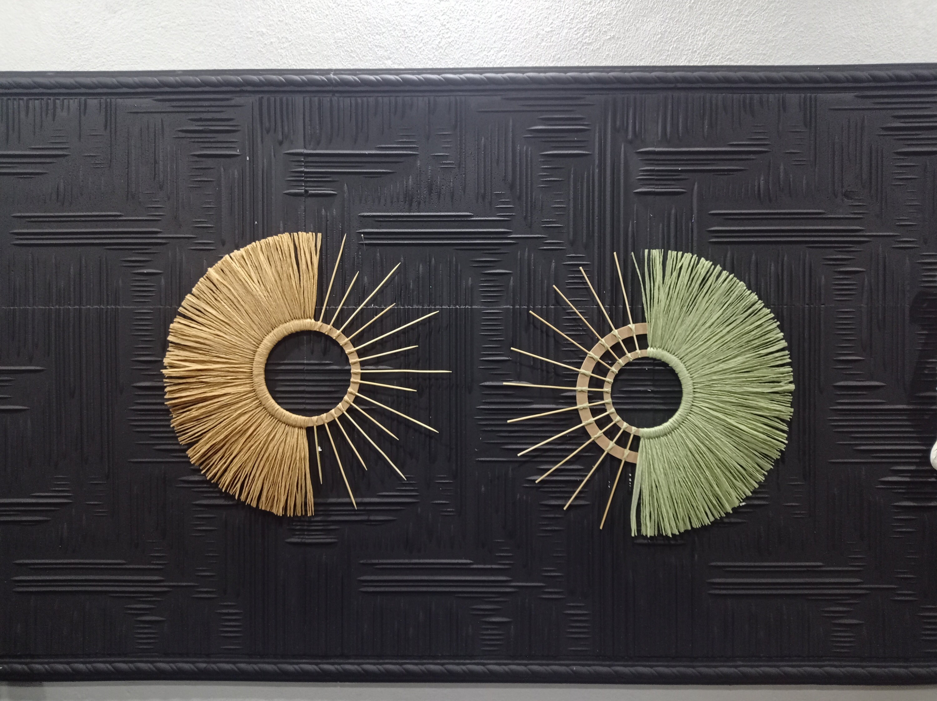 Handmade Raffia Wall Decoration, 2 Pieces, Bohemian Raffia Wall Art ...