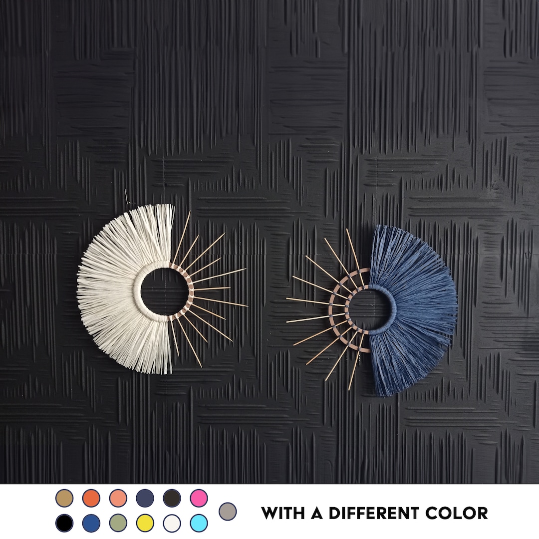 Handmade Raffia Wall Decoration, 2 Pieces, Bohemian Raffia Wall Art ...