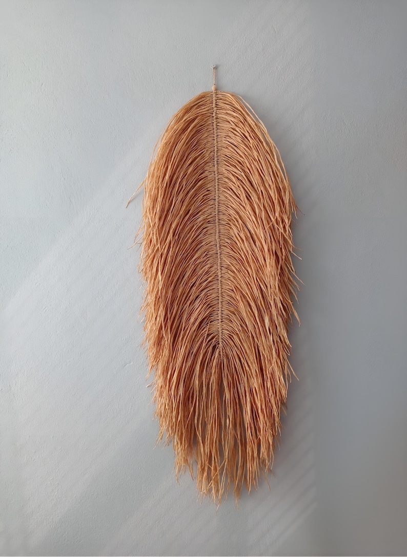 Handmade Raffia Wall Decor, 3 Pieces, Leaf Raffia Wall Decor, Bohemian ...