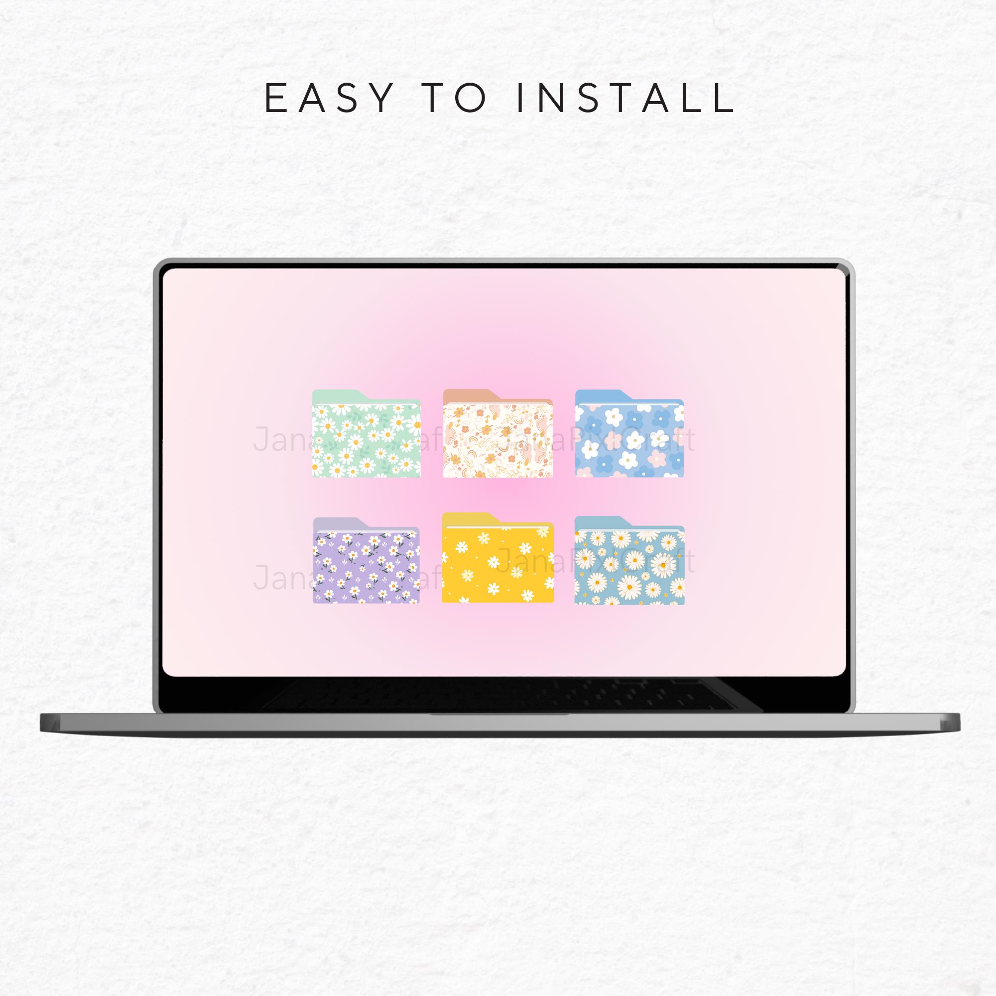 Aesthetic Flower Folder Icons | Cute Desktop Icons | Mac & Windows ...