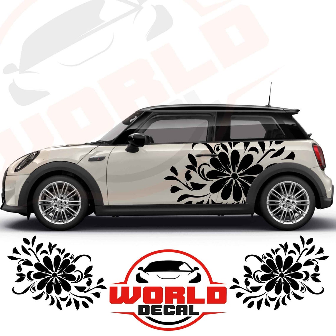 Mini Cooper Flower Side Decal Graphics Vinyl Compatible With Mini ...