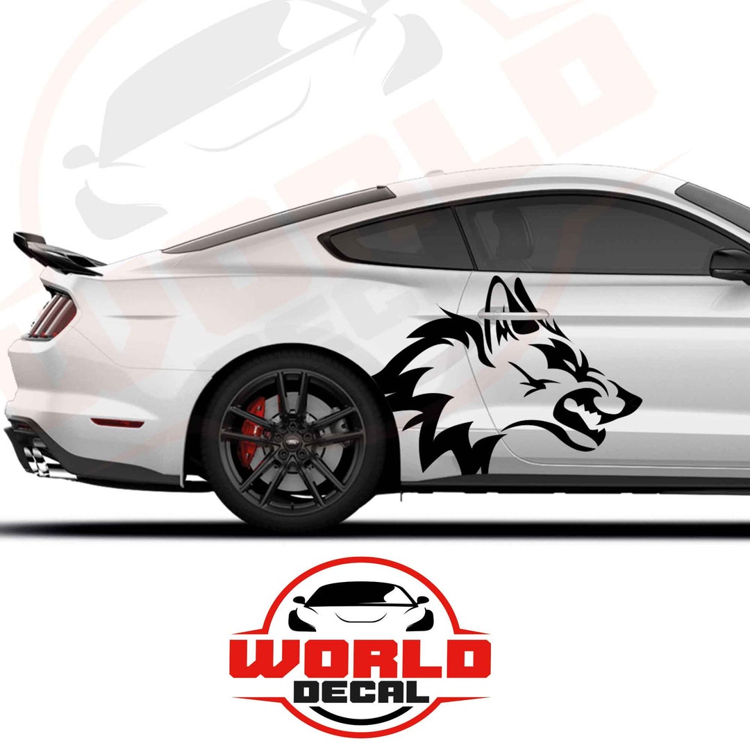 Angry Wolf Decal Vinyl Car Stickers Tribal Wolf Head Side Graphics ...