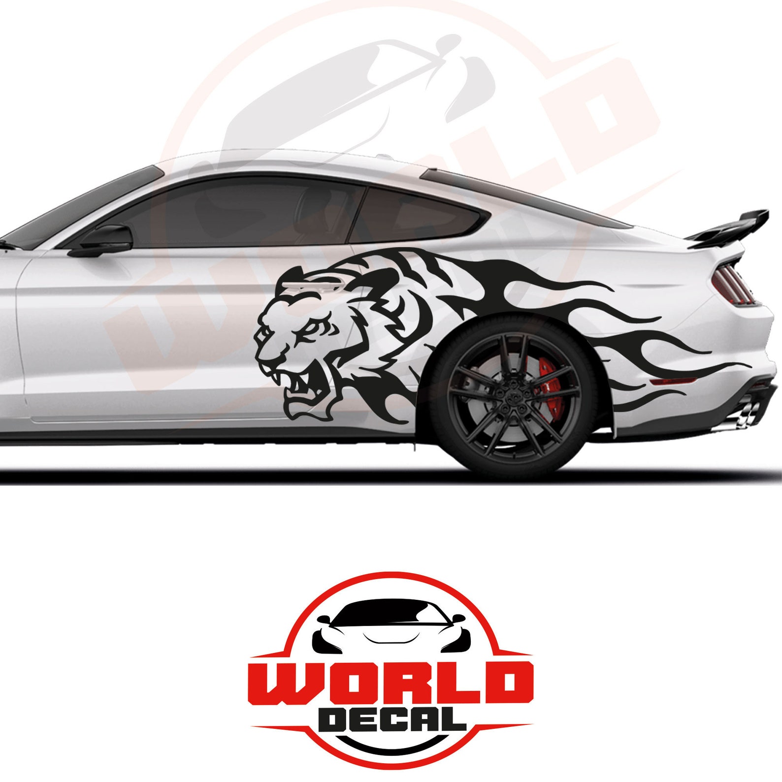 Angry Tiger Decal Flaming Tiger Decal Mustang Challenger Charger ...