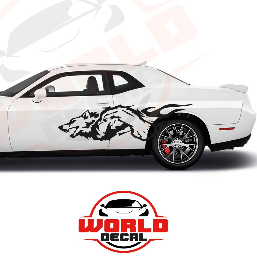 Wolf Decal Fiery Wolf Decal Graphic Decal Special Design Decal Mustang ...