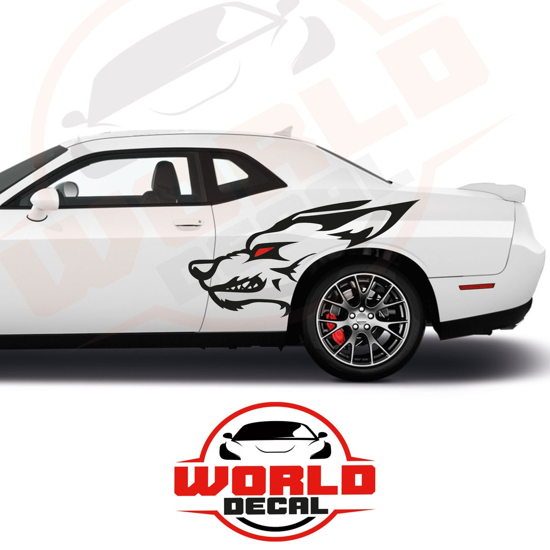 Wolf Decal Rear Fender Angry Wolf Decal Mustang Charger Challenger ...