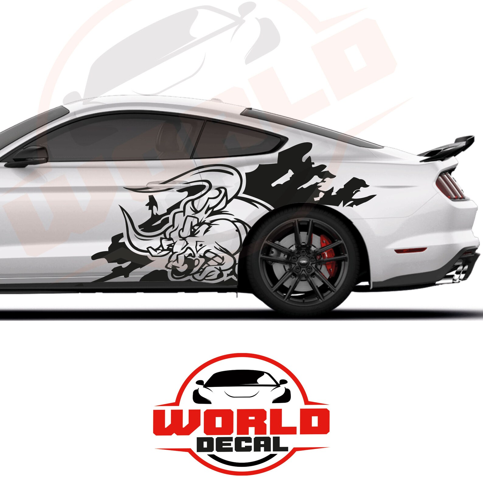 Angry Bull Side Decal Bull Decal Mustang Challenger Charger Includes ...