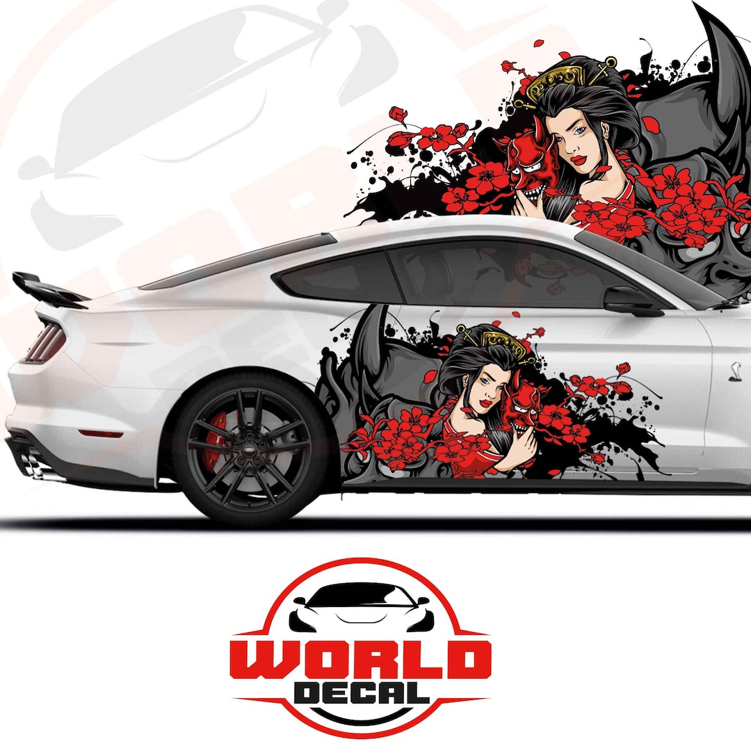 Japanese Tattoo Girl Art Wrap, Universal Car Wrap, Anime Car Wrap Decal ...