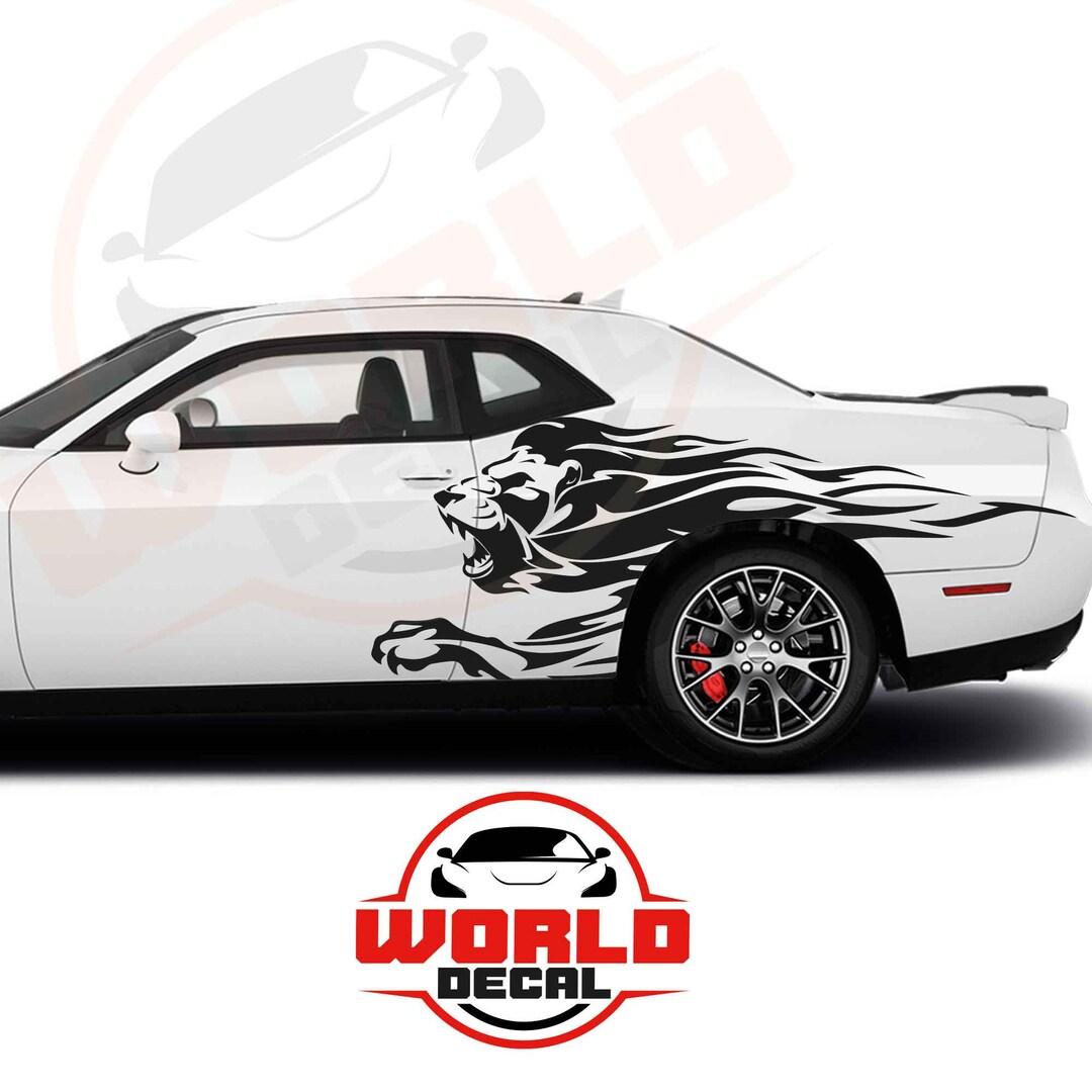Lion Decal Flame Lion Decal Graphic Decal Special Design Decal Mustang ...