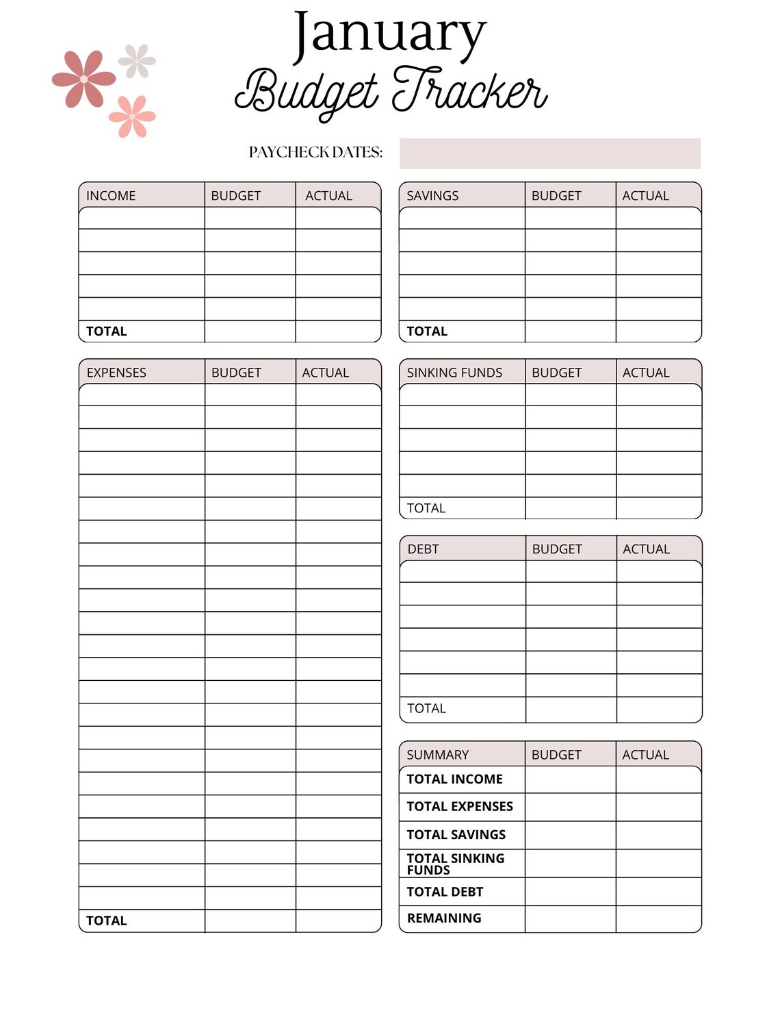 Printable 12 Month Budget Tracker - Etsy