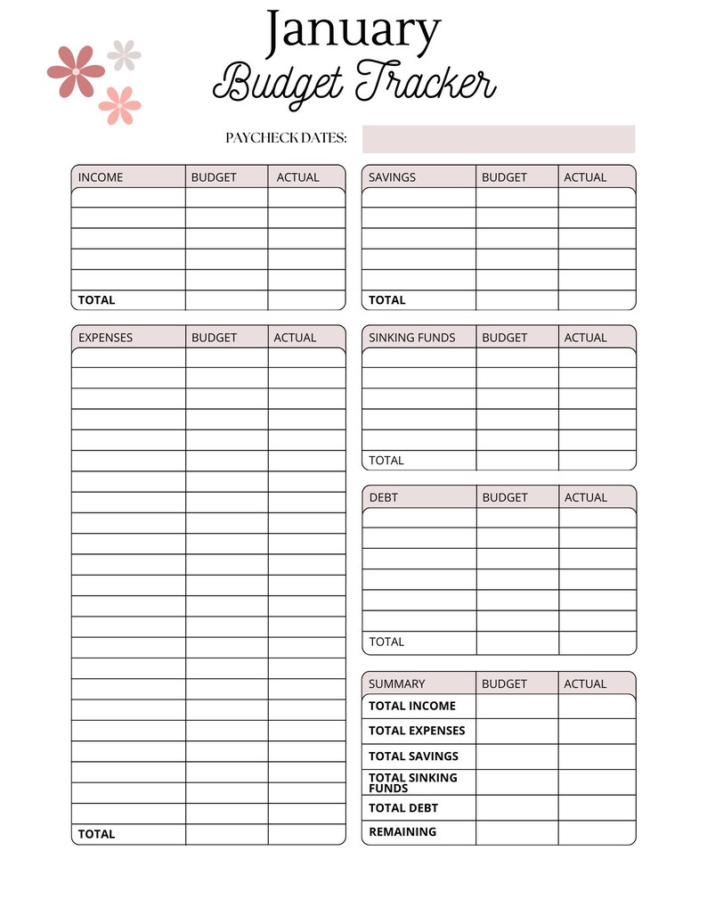Printable 12 Month Budget Tracker - Etsy