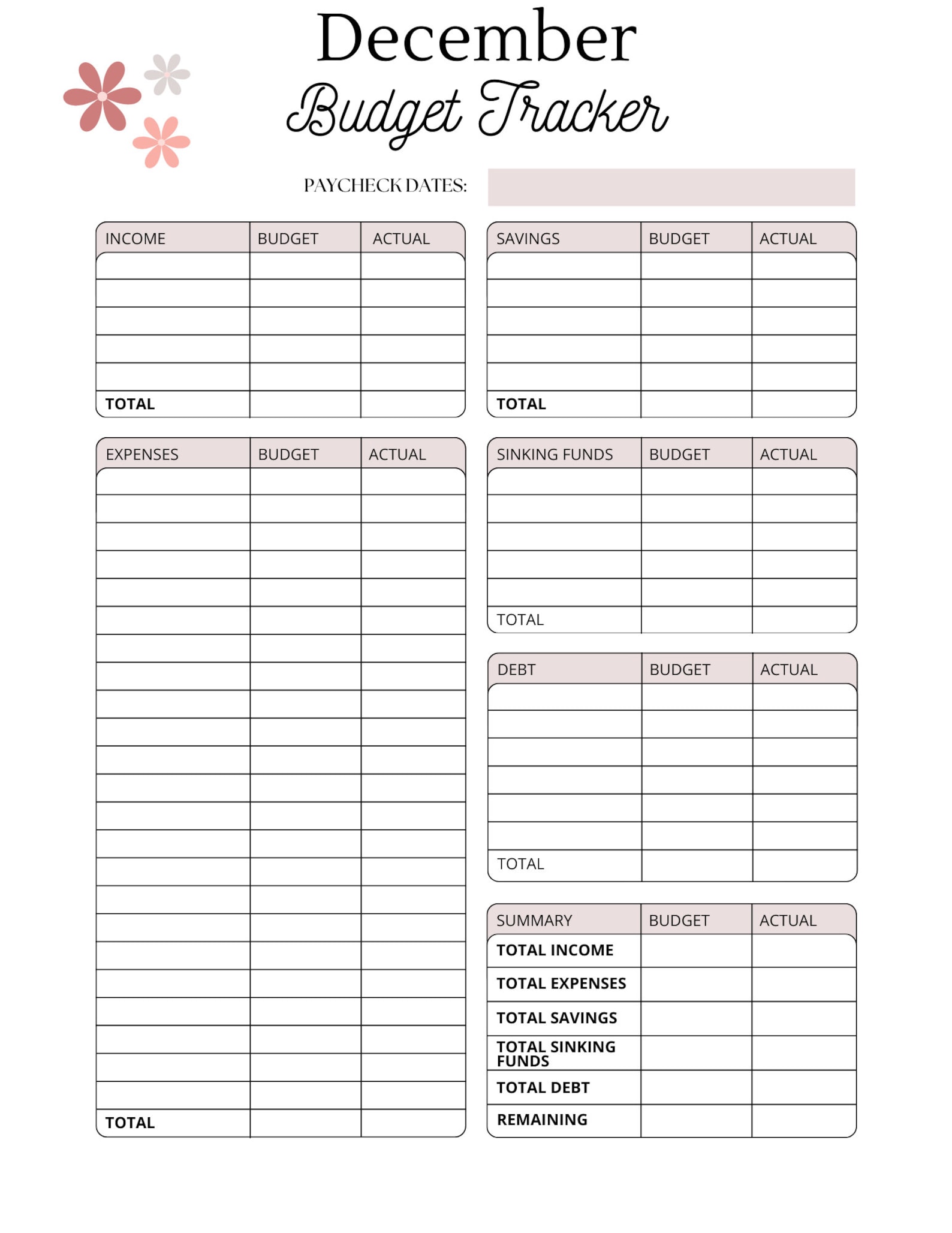 Printable 12 Month Budget Tracker - Etsy