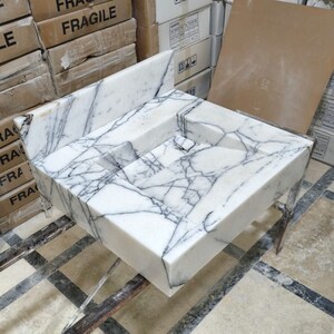 Marble Vanity Sink, Natural Stone Sink, Lilac Marble, With Hidden Drain ...