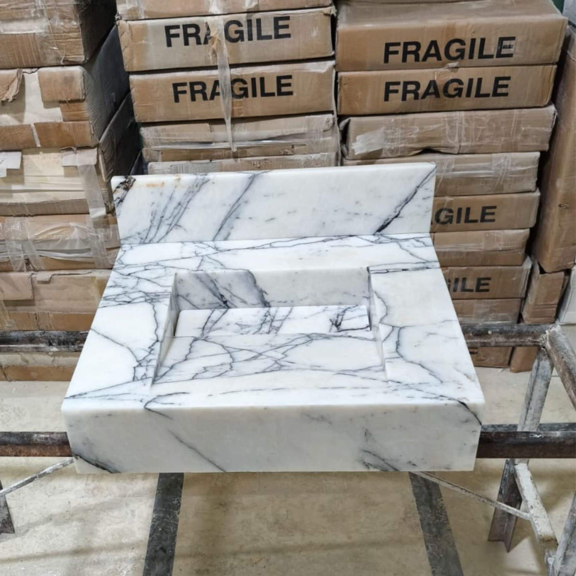 Marble Vanity Sink, Natural Stone Sink, Lilac Marble, With Hidden Drain ...