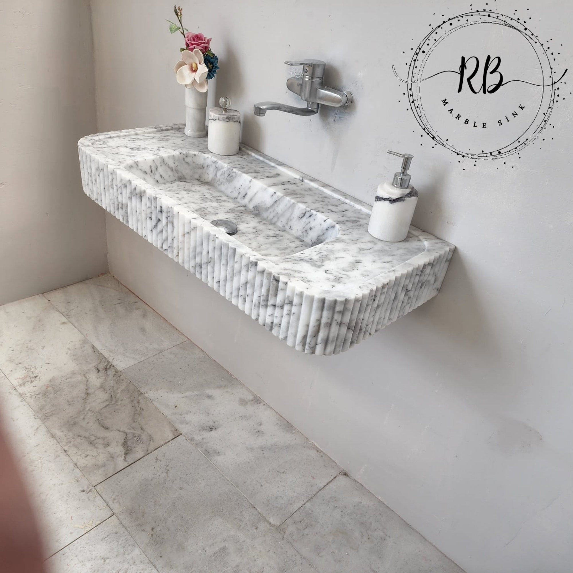 Carrara Marble Sink, White Marble Sink, Wall Mounted Sink, Bathroom ...