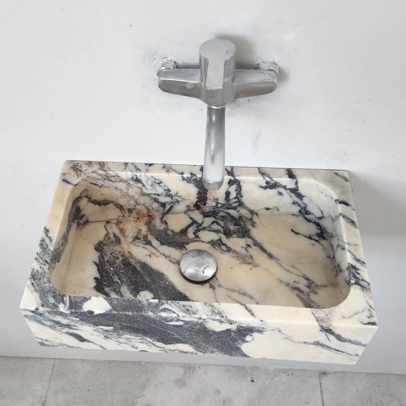 Calacatta Marble Sink, Small Bathroom Sink, Vanity Top Sink, Vessel ...