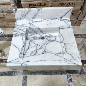 Marble Vanity Sink, Natural Stone Sink, Lilac Marble, With Hidden Drain ...