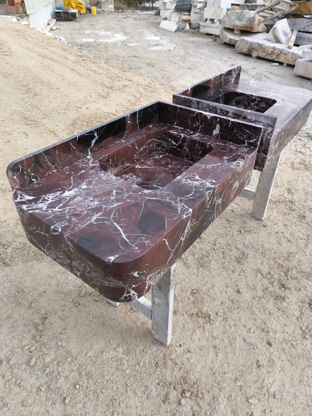 Luxury Rossa Levanto Marble Sink, Handmade Stone Vanity Basin, Modern ...