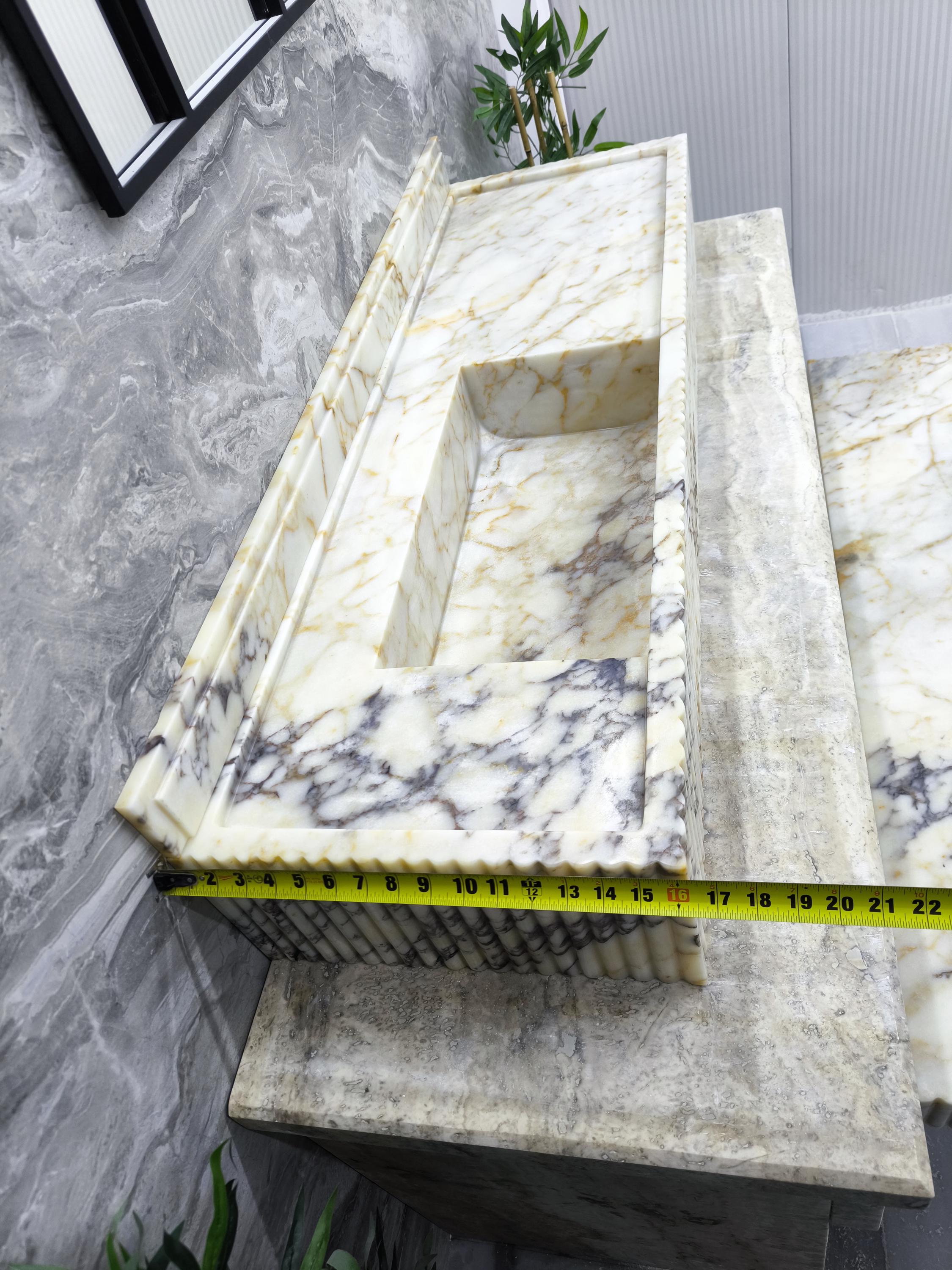 Calacatta Gold Viola Marble Sink and Shelf – Fluted Vanity Set for Bold ...