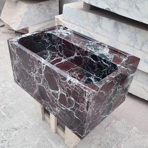 Rosso Levanto Marble Sink, Hand Carved Marble Sink, Wall Mounted Sink ...