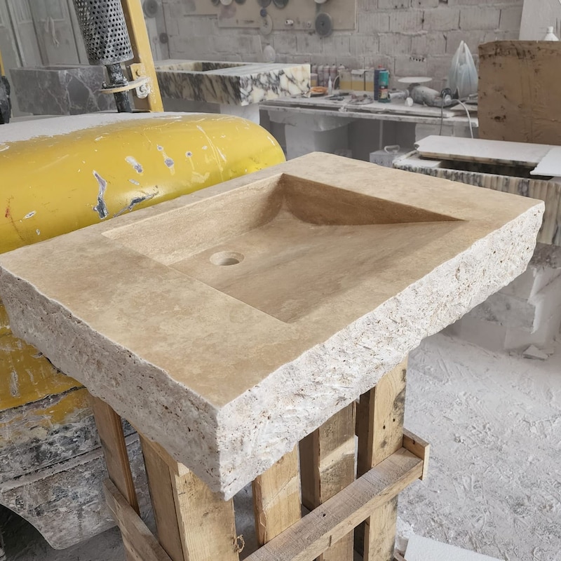 Textured Travertine Basin - Etsy