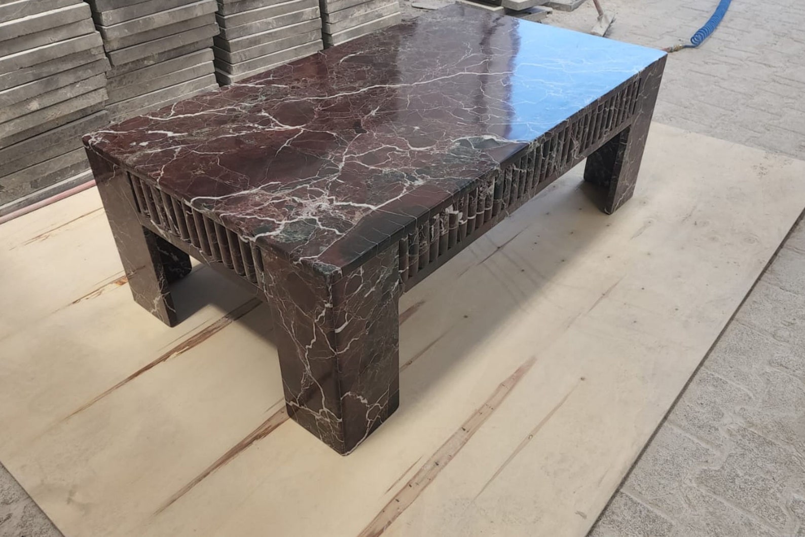 Rossa Levanto Marble Coffee Table: Handmade Stone Center Table - Etsy