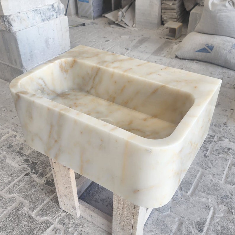Elegant Calacatta Gold Marble Sink, Bathroom Sink, Powder Room Sink ...