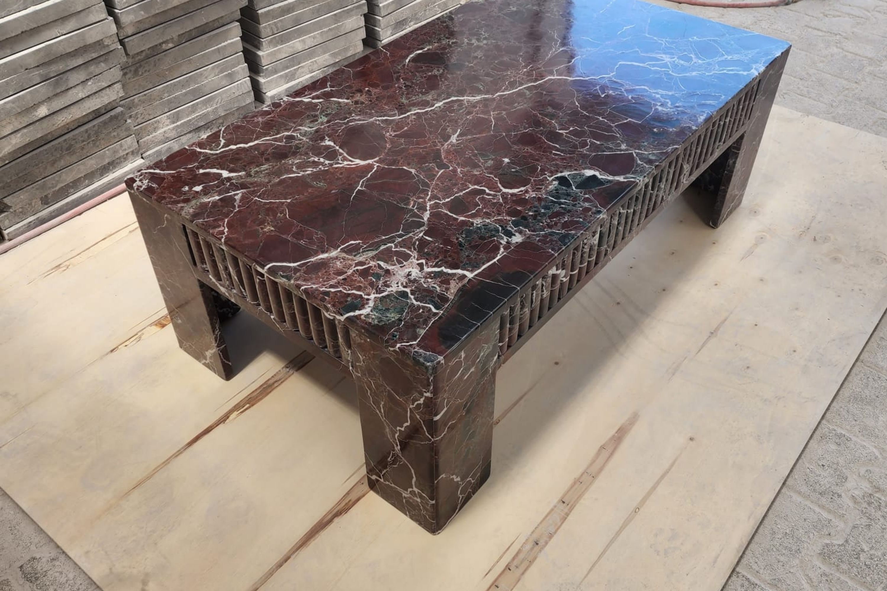 Rossa Levanto Marble Coffee Table: Handmade Stone Center Table - Etsy